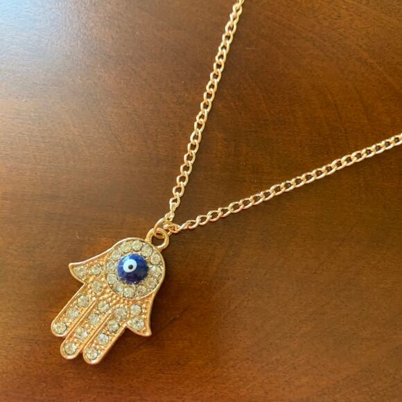Samms Collection | Jewelry | Hamsa Hand Bling Evileye Crystal Necklace ...